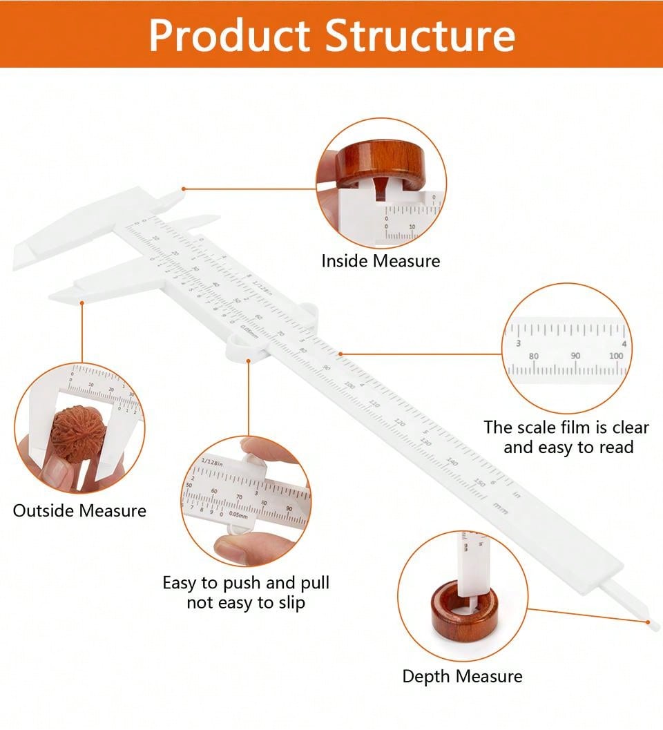 Kcute Plastic Vernier Caliper 0-150mm Measurement Wenwan Jewelry ...