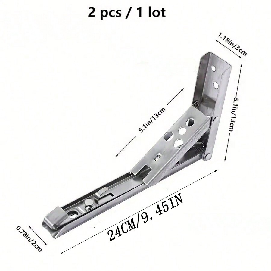 1 Set (2pcs) Stainless Steel Foldable Triangle Bracket Wall-mounted ...
