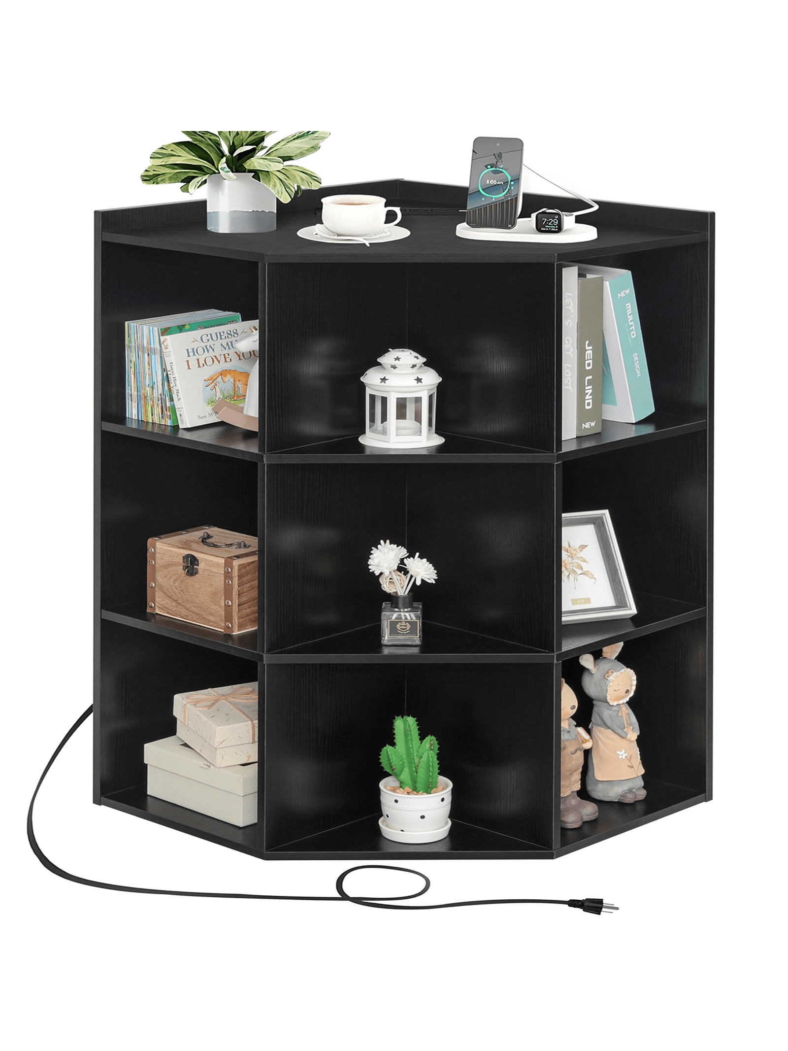 Corner Cabinet, Corner Storage With USB Ports And Outlets, Corner Cube ...