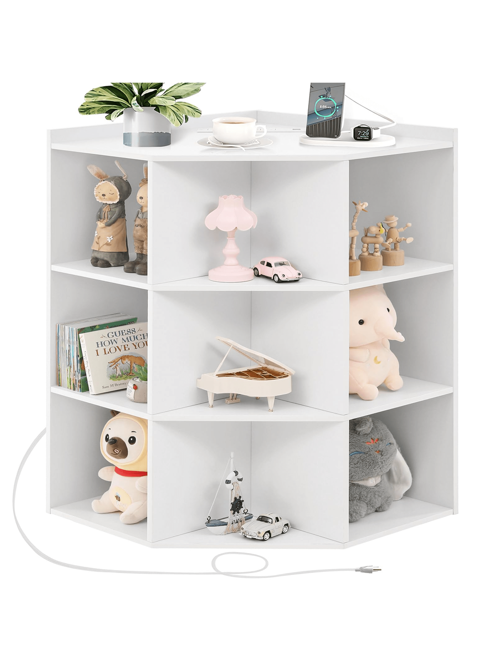Corner Cabinet, Corner Storage With USB Ports And Outlets, Corner Cube ...