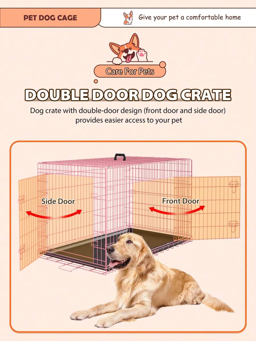 48 "Large Dogs Folding Mental Wire Crates Dog Kennels Outdoor And ...