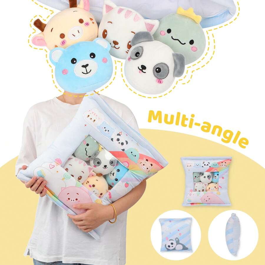 AIXINI Cute Panda Mommy Stuffed Animal With 4 Little Baby Pandas Plush ...