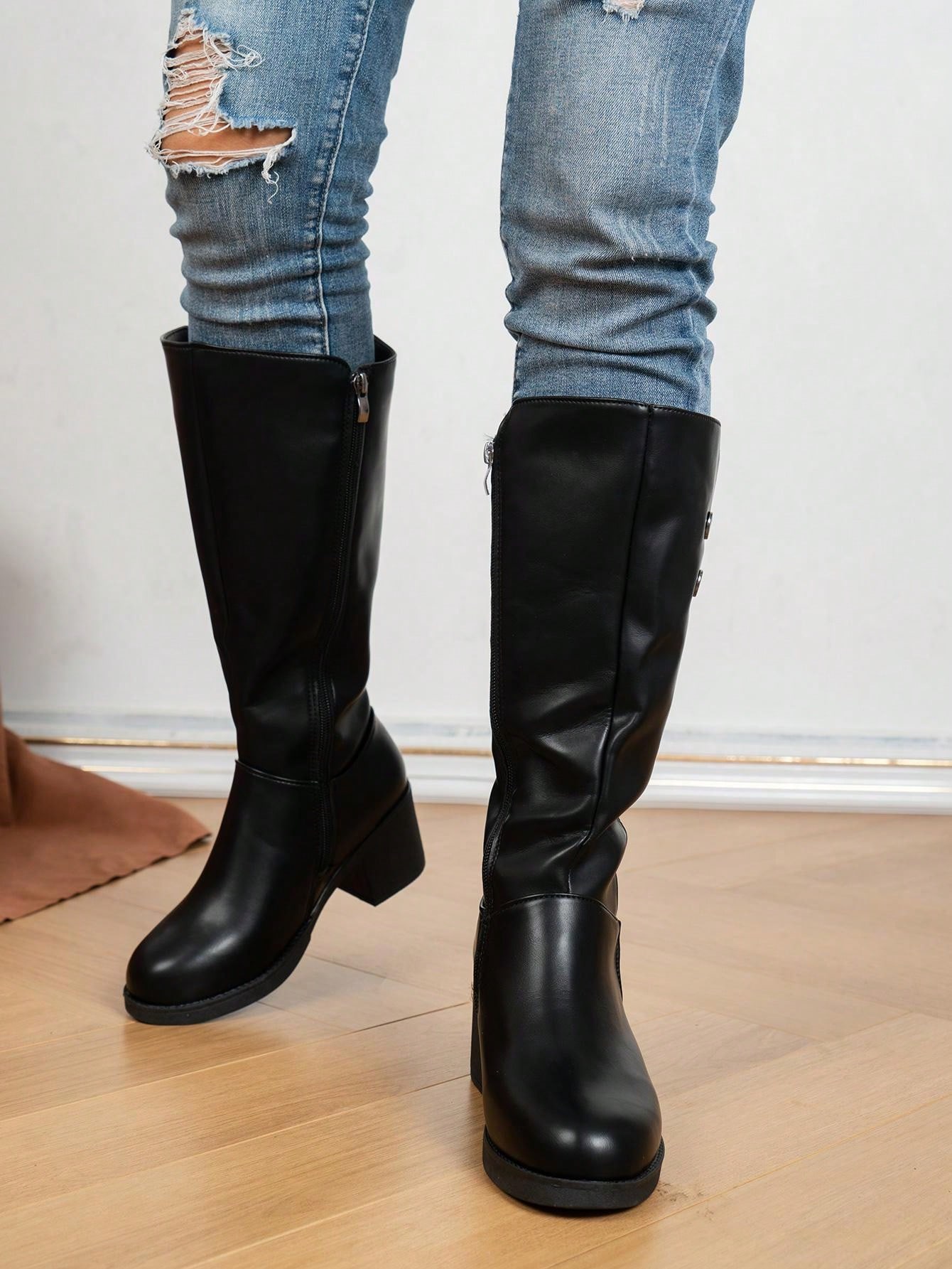 Botas Hasta La Rodilla Para Mujer Con Tacones Gruesos Y Pantorrilla ...