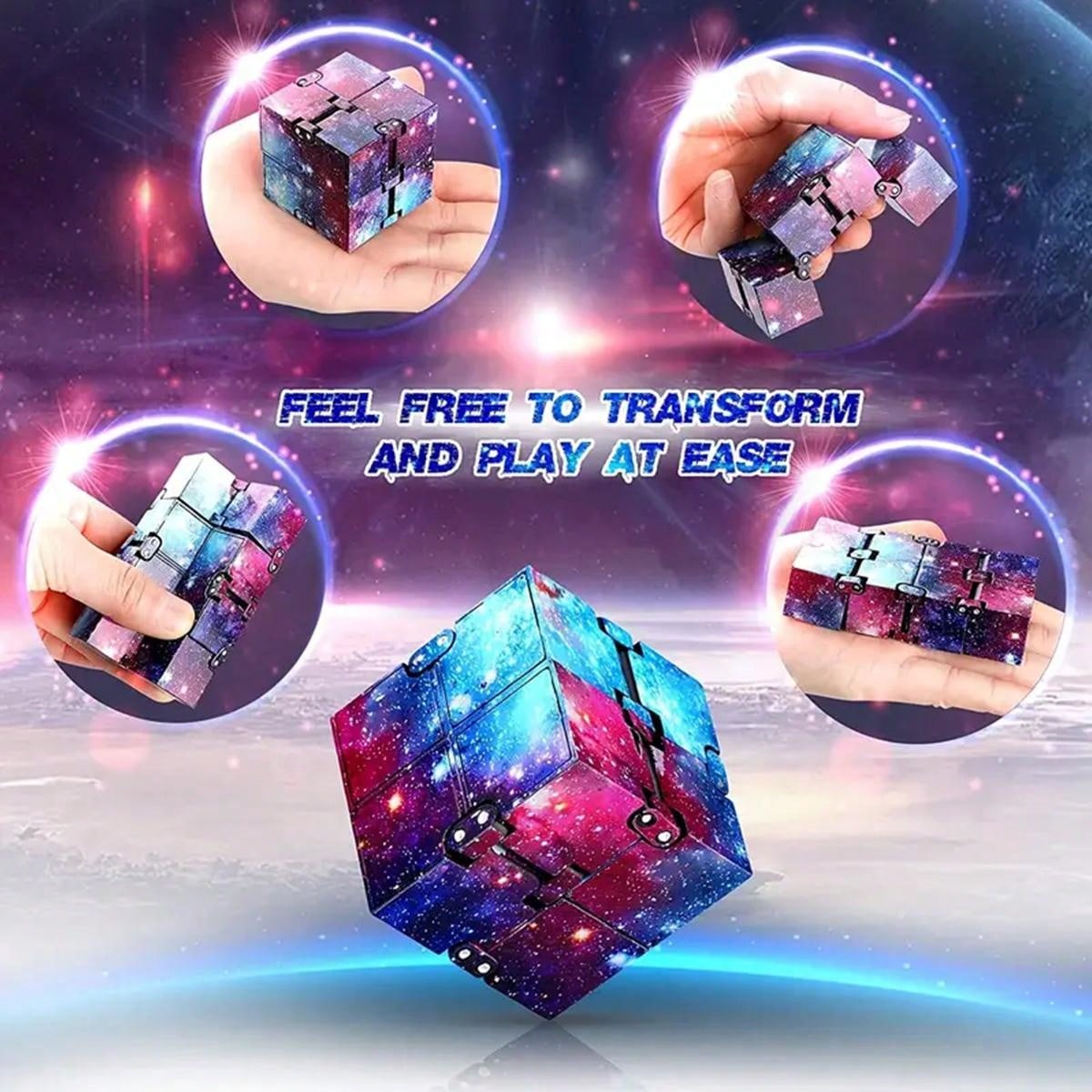 Infinity Cube Fidget Toys, Galaxy Fidget Cube Stress And Anxiety Relief ...