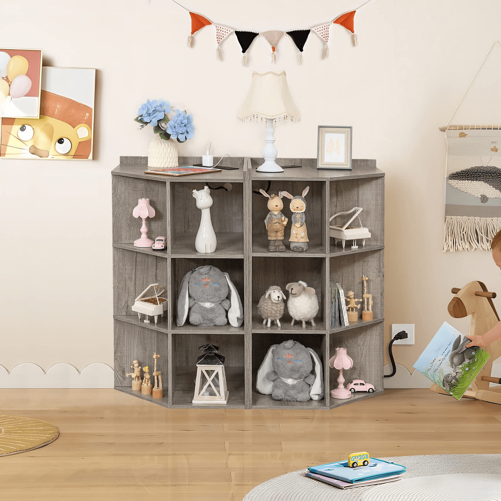 Corner Cabinet, Corner Storage With USB Ports And Outlets, Corner Cube ...