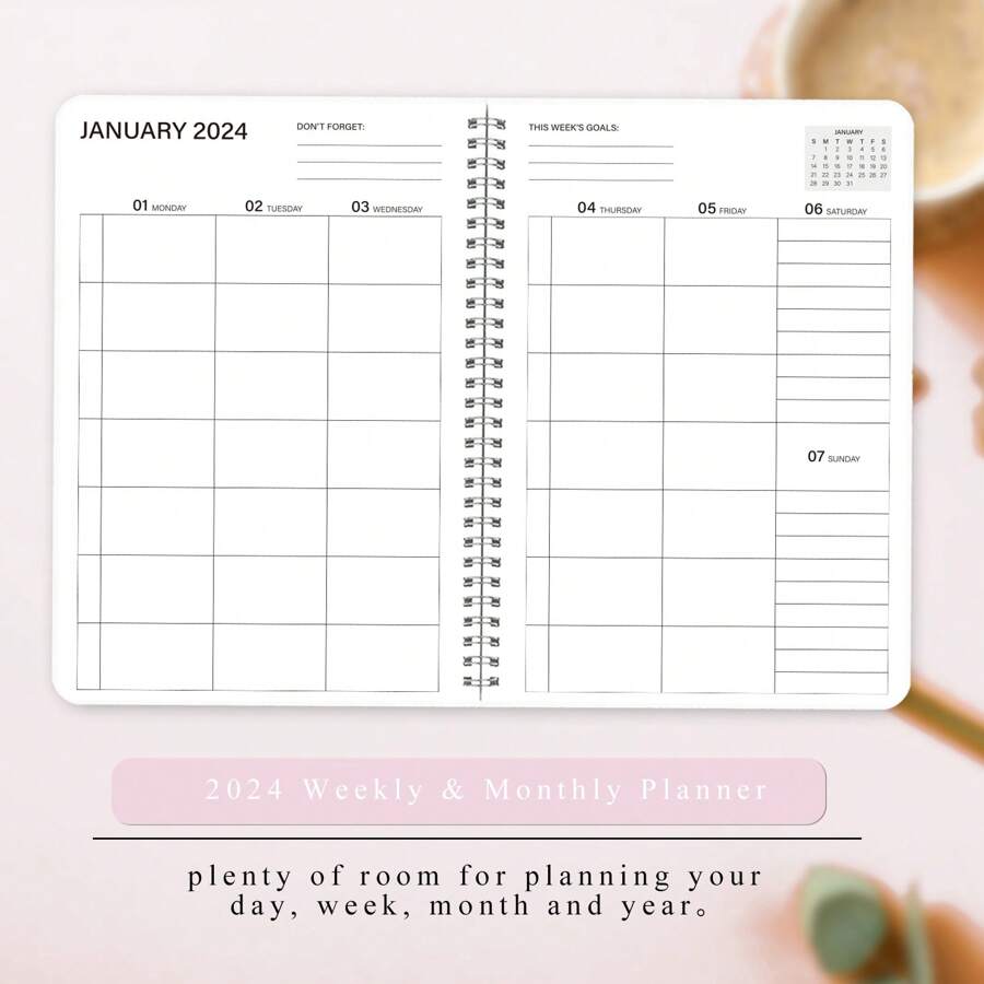 Pinke 2024-2025 Kalenderplaner - Monatlicher Und Wöchentlicher Planer ...