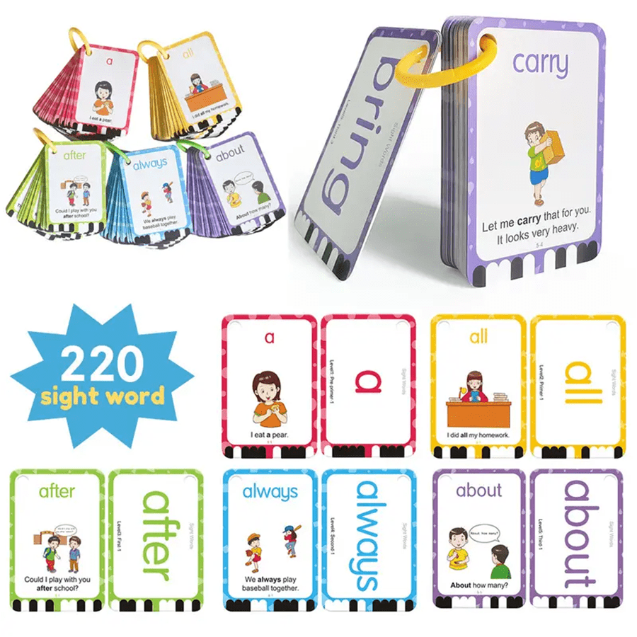 220 Sight Words Cards For Kids Vocabulary Building Montessori Learning ...