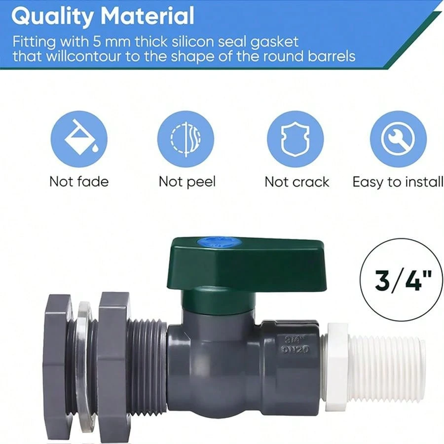 [2 Pack] Rain Barrel Spigot, PVC Water Barrel Diverter Kit With ...