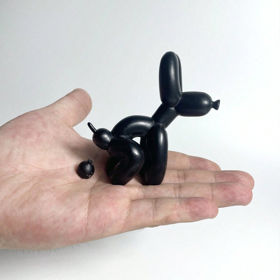 White Creative Funny Poop Balloon Dog Sculpture, Modern Art Squatting ...