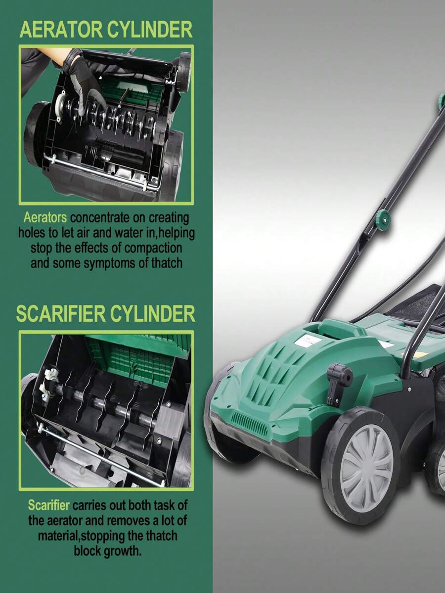 Garden Scarifier 2-in-1 Electric Dethatcher Scarifier with Removable ...