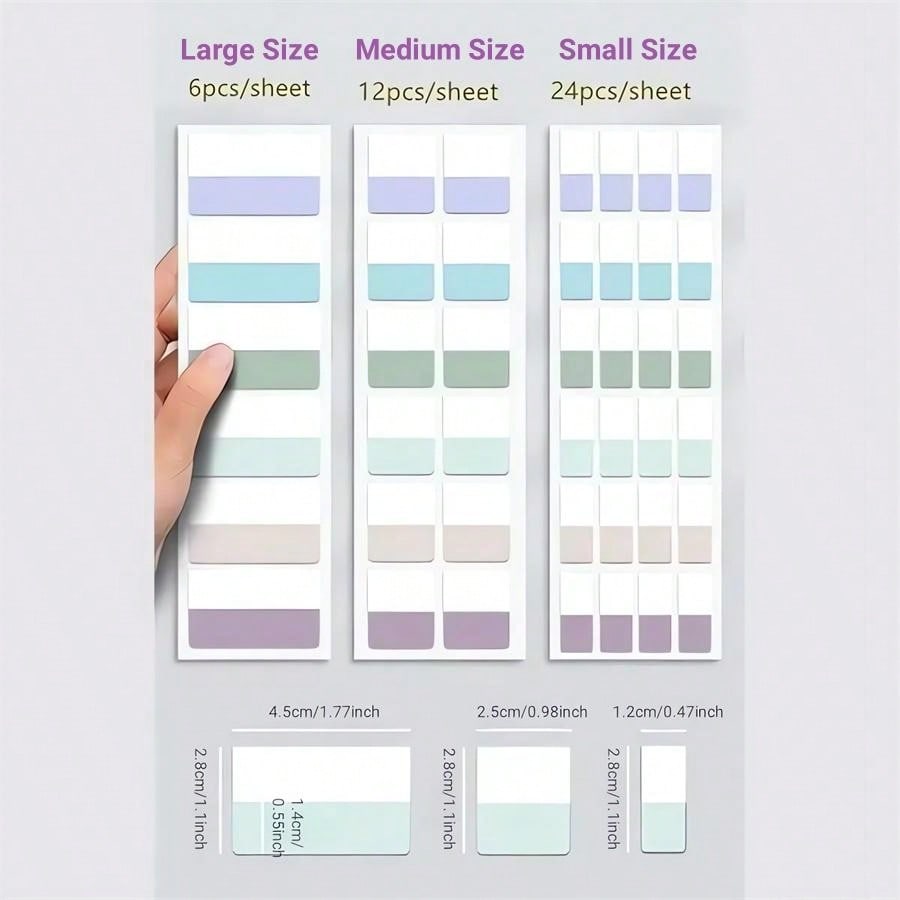 Morandi Colors Translucent Sticky Index Tabs, 3 Different Sizes 6 ...