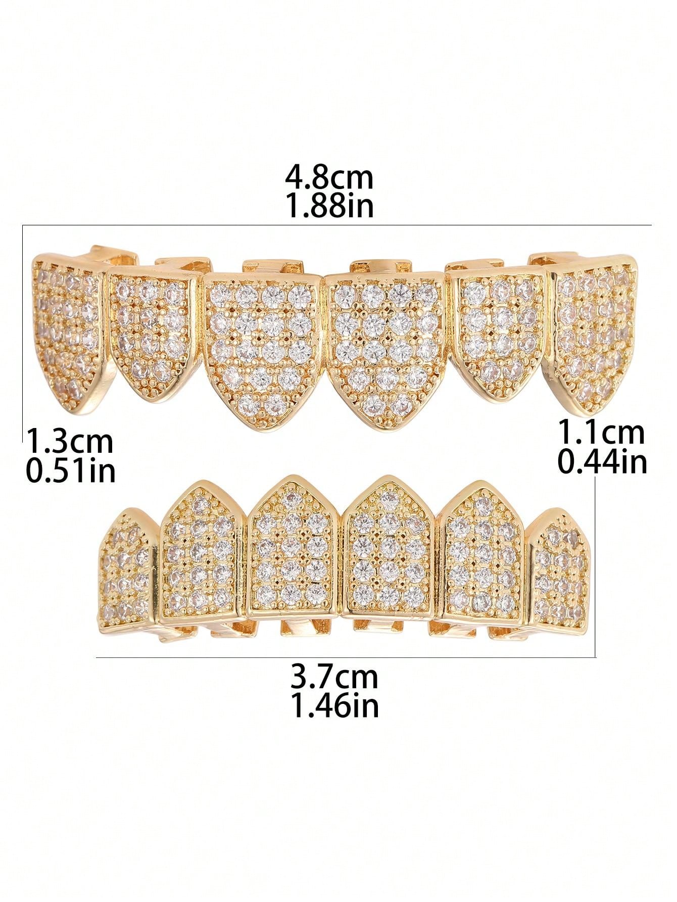 Unisex 18k Gold/silver Plated Hip Hop Teeth Grillz For Top And Bottom ...