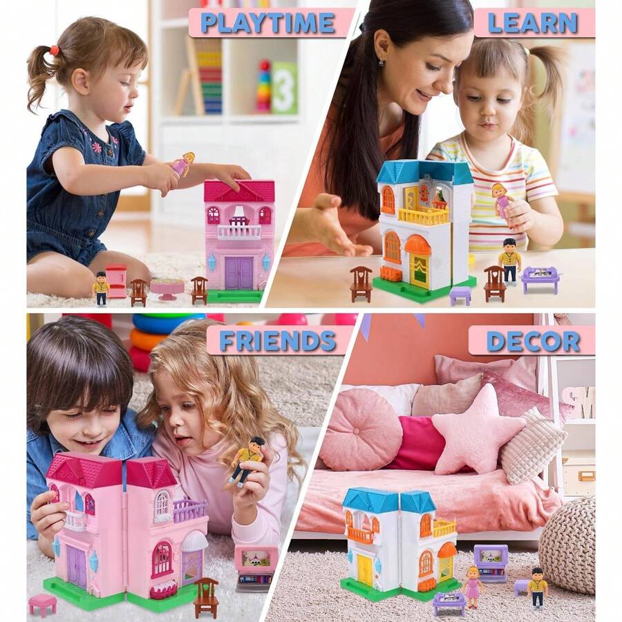 Homehours Educational Mini House Playset - Cute Small house Figure ...