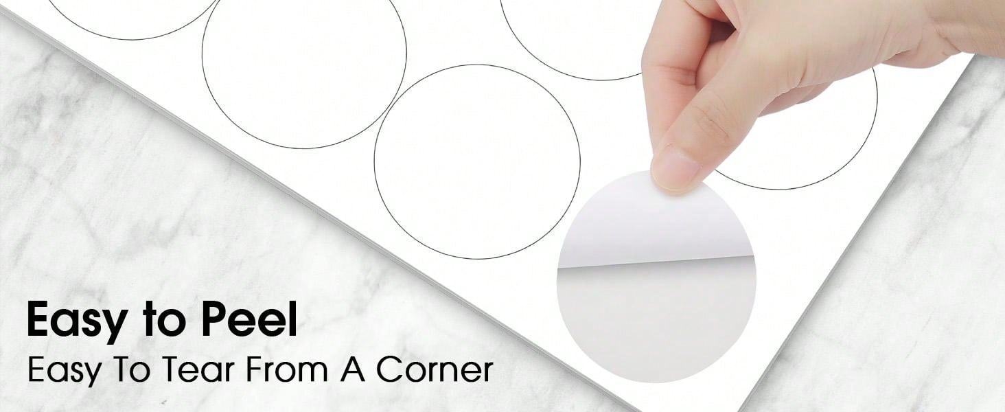 MROCO 360 Labels 2.5" Round Sticker Labels, for Inkjet or Laser Printer ...