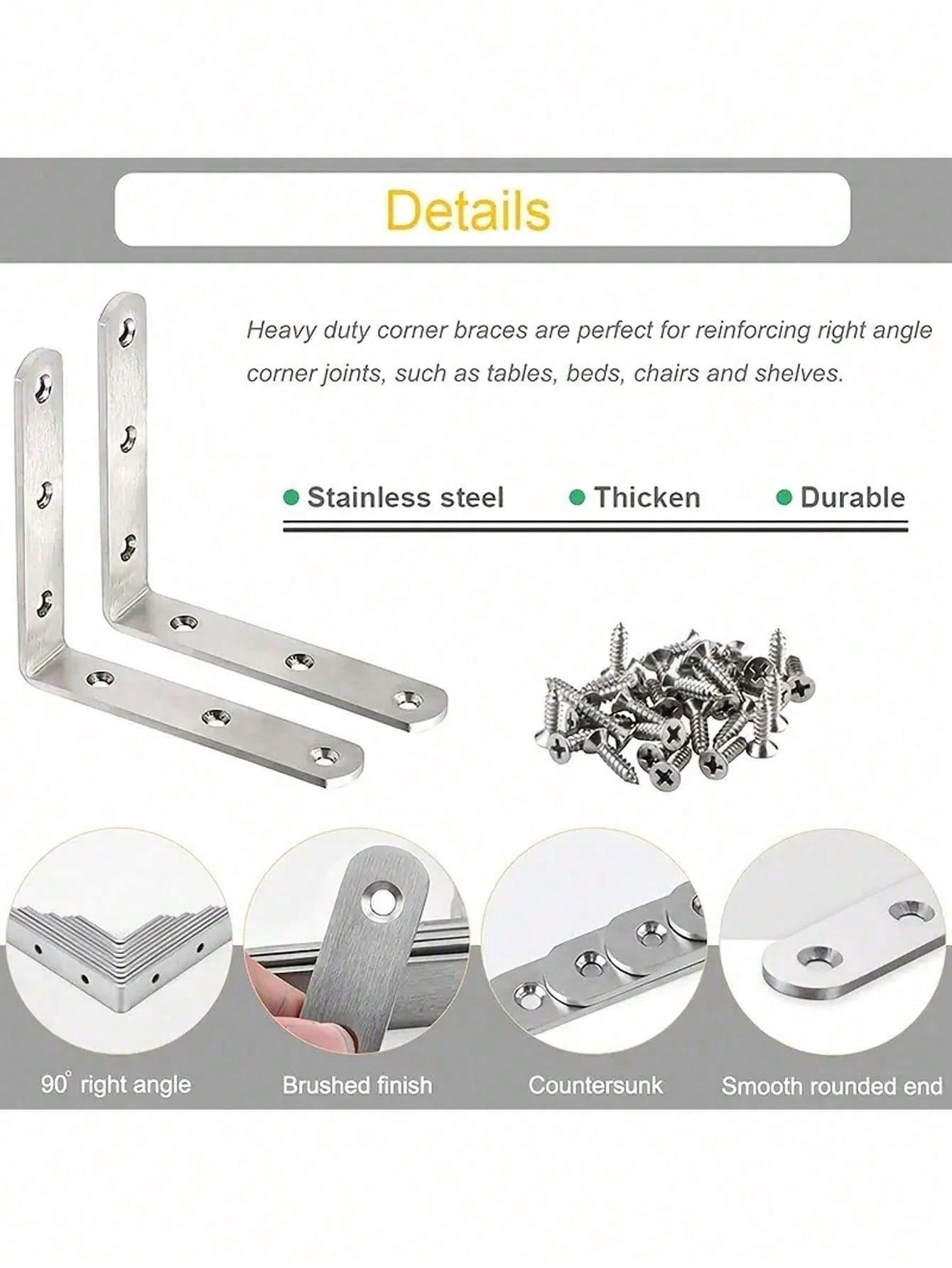 Stainless Steel 90 Degree Angle Bracket, Corner Connector Fastener For ...