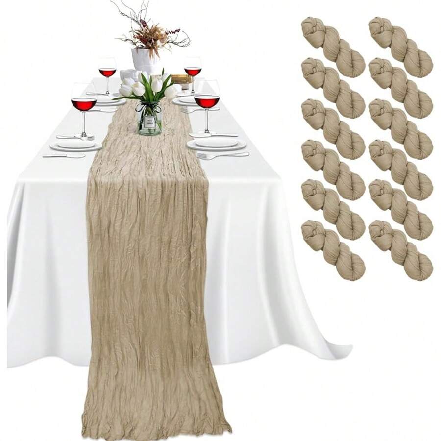 12 Pack 10ft Long Cheesecloth Table Runners, Rustic Boho Table Runners ...