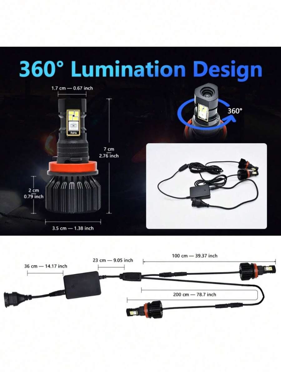 Latest Version 2pcs RGB Fog Light H11 Car LED Fog Lamp Bulbs APP Remote ...