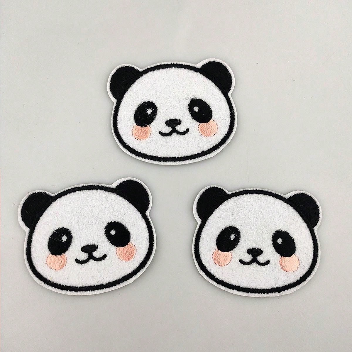 3-piece Set Of Black And White Cute Cartoon Panda Embroidery Cloth ...