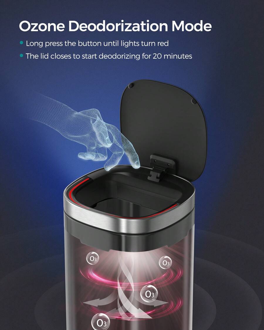 SONGMICS Motion Sensor Trash Can, 13 Gallon Automatic Kitchen Garbage Can, Multi-Colored ...