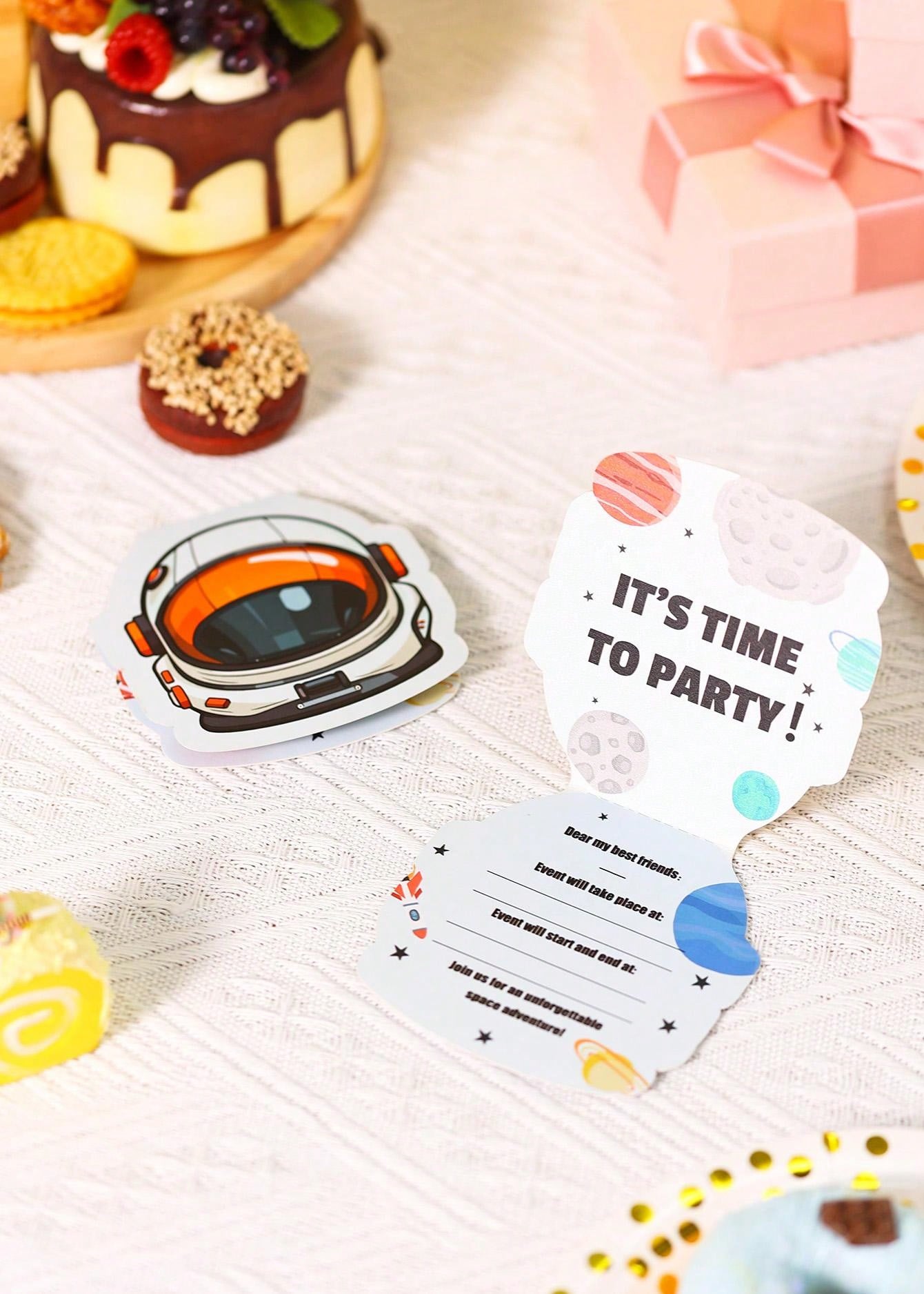 6pcs/Set Birthday Party Invitation Cards, Space Adventrue Theme ...