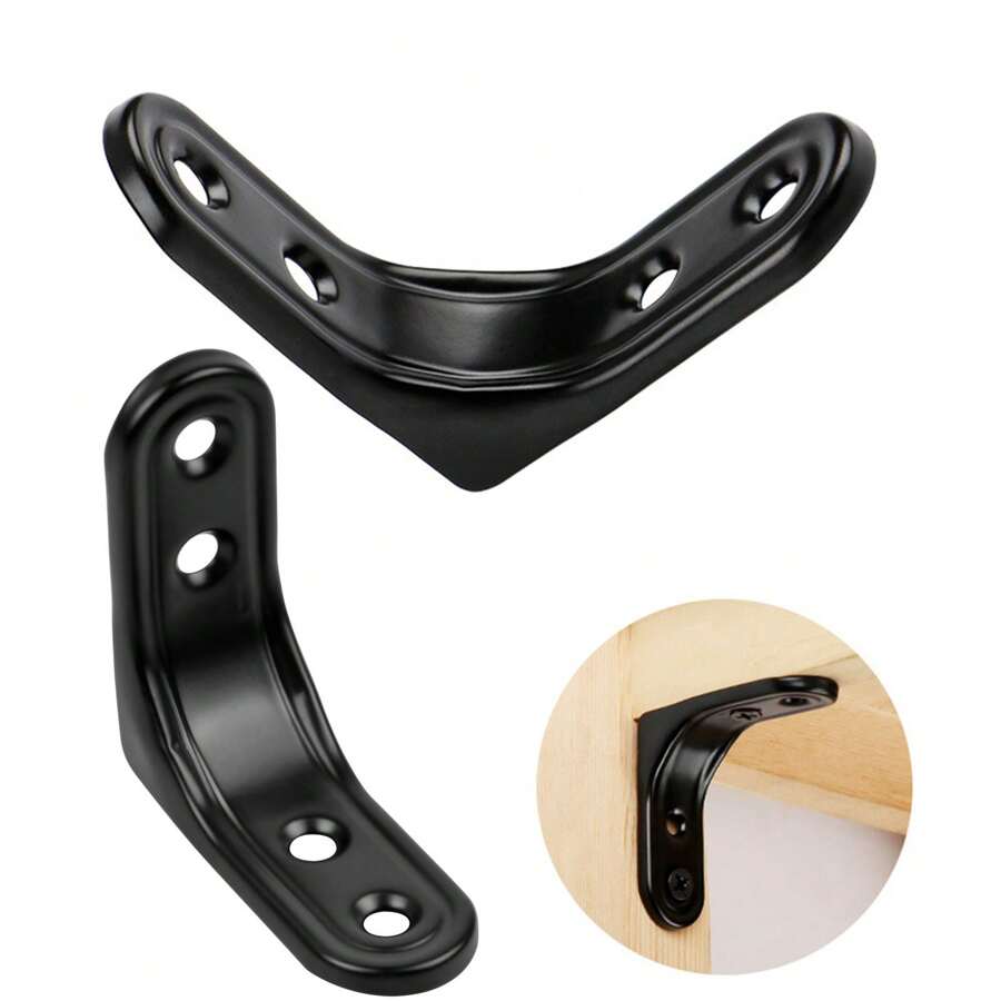 Pack of 10 Angle Black Stainless Steel Angle Connector Angle Bracket 90 ...