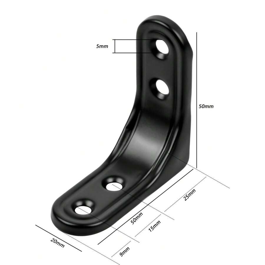 Pack of 10 Angle Black Stainless Steel Angle Connector Angle Bracket 90 ...