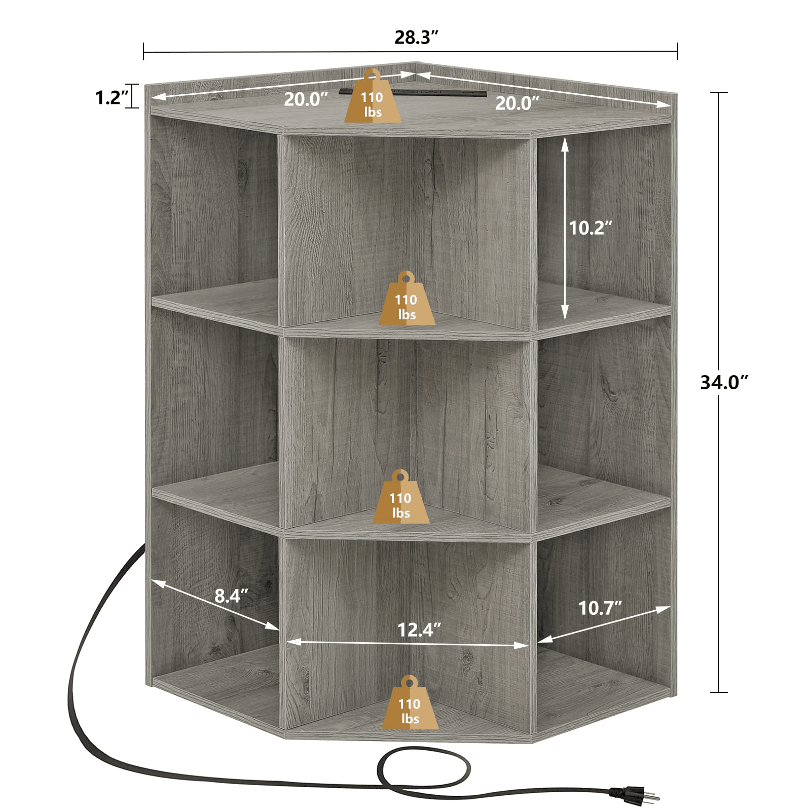 Corner Cabinet, Corner Storage With USB Ports And Outlets, Corner Cube ...