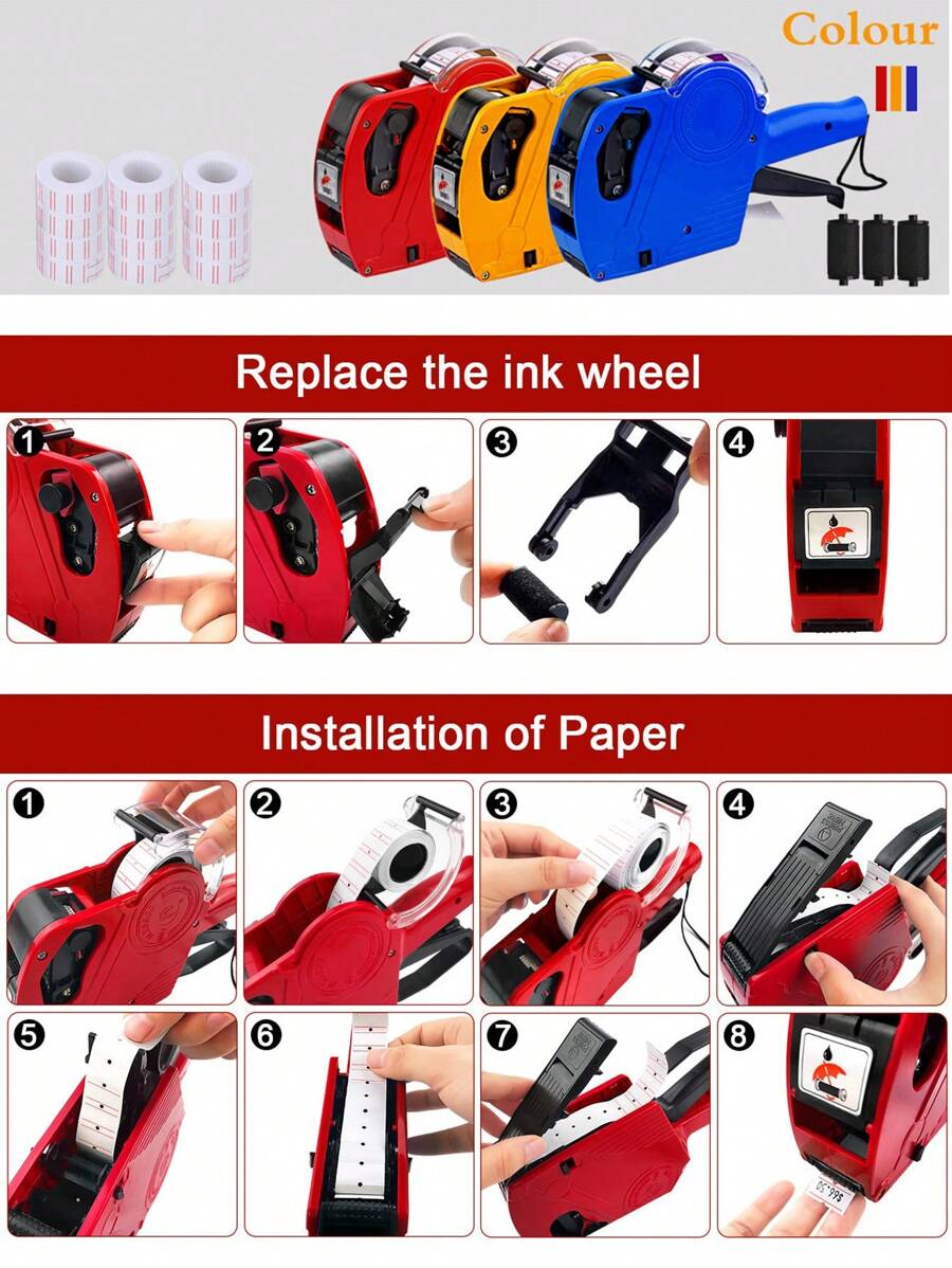 Digits Price Tag Gun With Labels Kit - Includes 5,000 Blank White ...