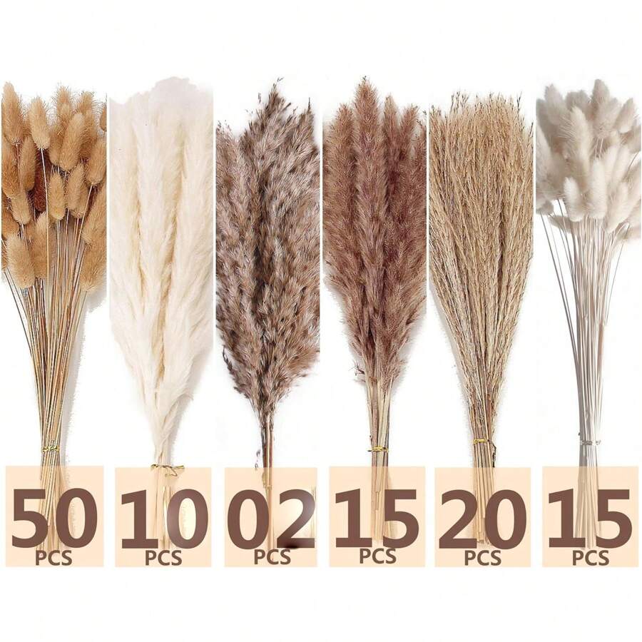 112 Pcs Dried Pampas Grass Decorations With Rabbit Tail Grass, Wedding ...