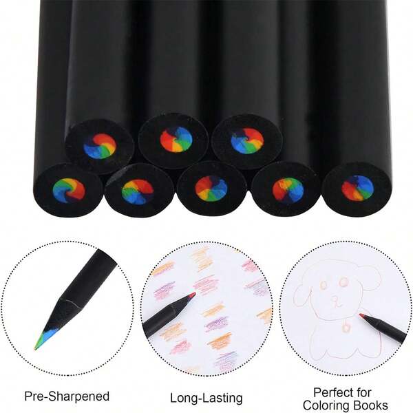 48 Pieces Rainbow Colored Pencils, 7 Color in 1 Rainbow Colored Pencil ...