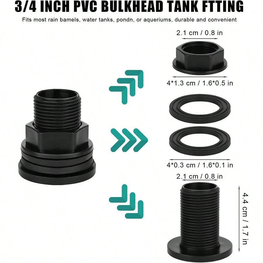 4pcs PVC Bulkhead Fitting, Double Threaded Bulkhead Water Tank Connector Bulkhead Fitting for ...