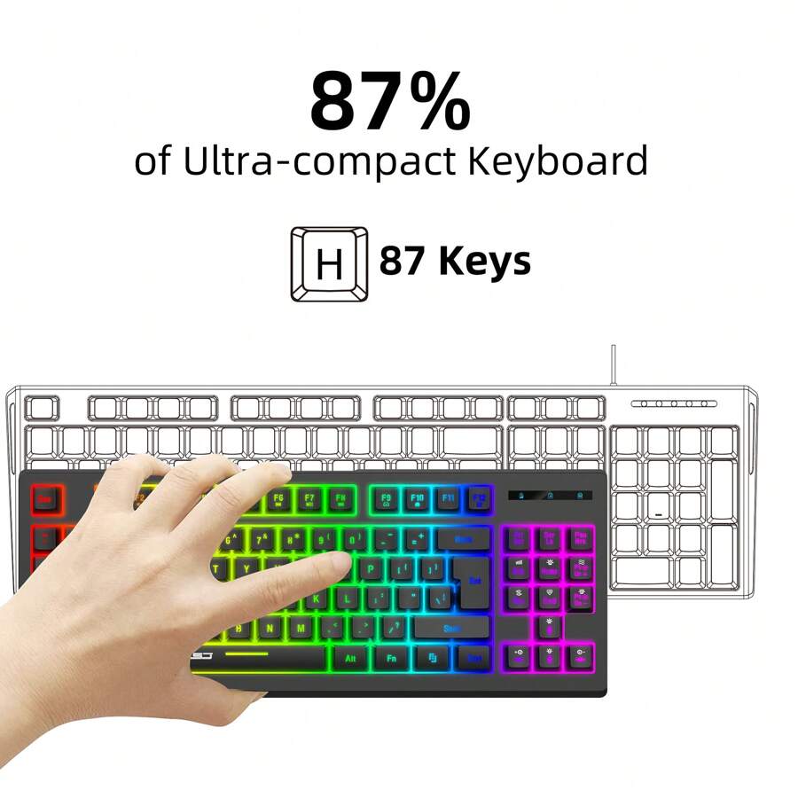 Wireless Keyboard Rechargeable RGB Backlit Ergonomic Keyboard, Light Up ...