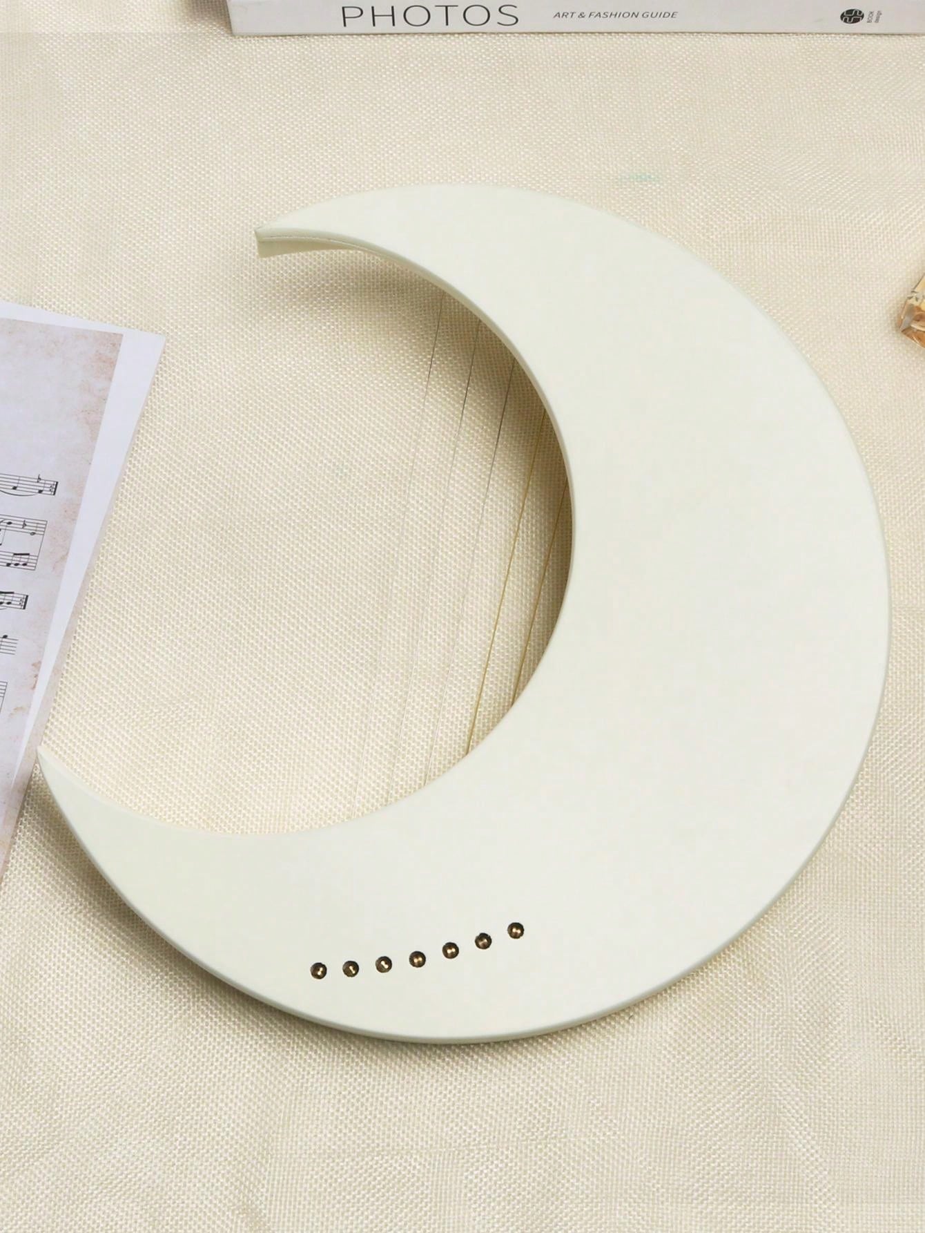 1pc 7-string Lyre Harp With Crescent Moon Shape, Miniature Beginner's ...