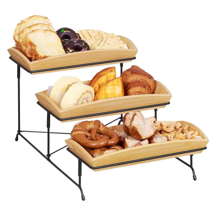 3-Tiered Food Serving Trays & Platters Stand for Cupcake and Dessert ...