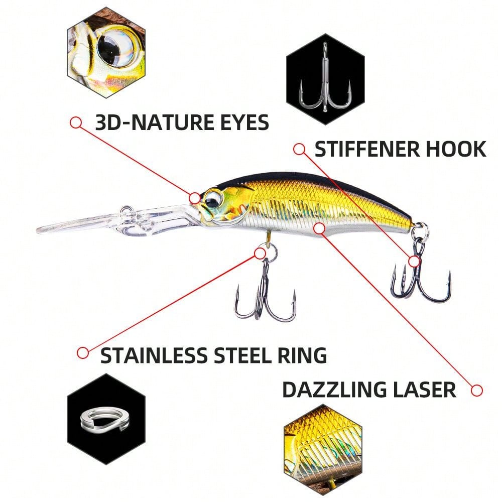 Copper-colored Long Tongue Plate Deep Diving & Floating & Curved Mouth ...