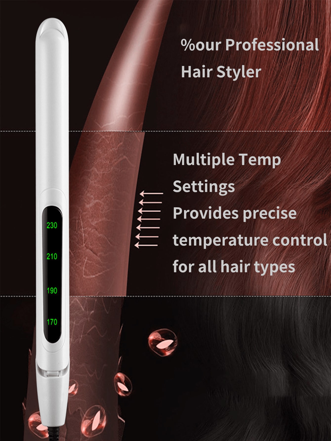 LCD Digital Display Splint Home Straightening Hairdressing Styling ...