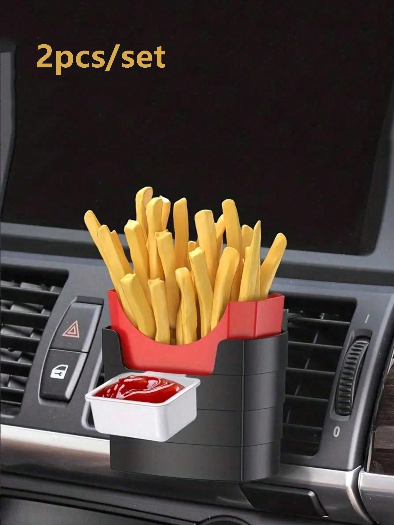 2PCS/SET French Fries Car Cup Holder Set, Car Mini Dip Cup Universal ...