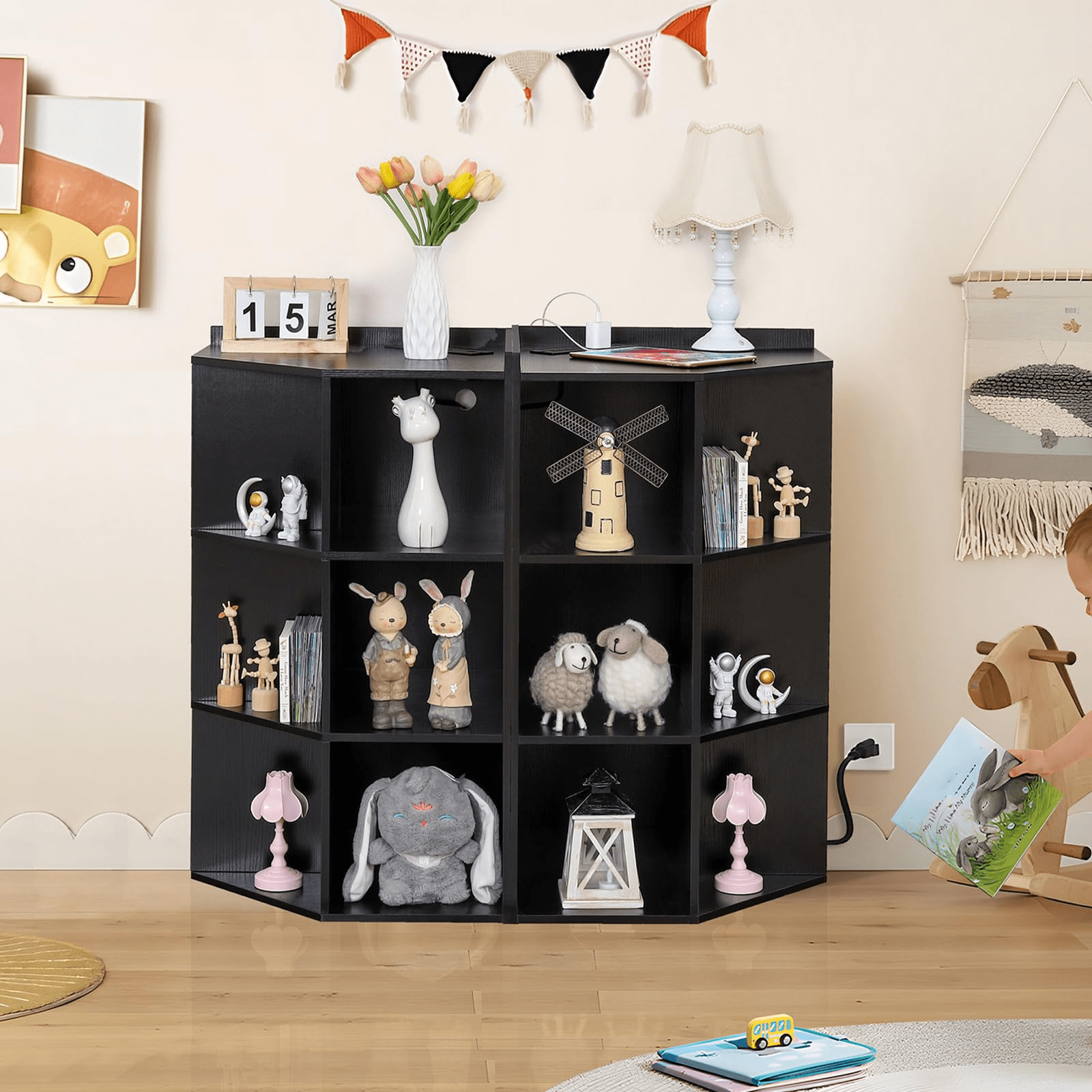 Corner Cabinet, Corner Storage With USB Ports And Outlets, Corner Cube ...