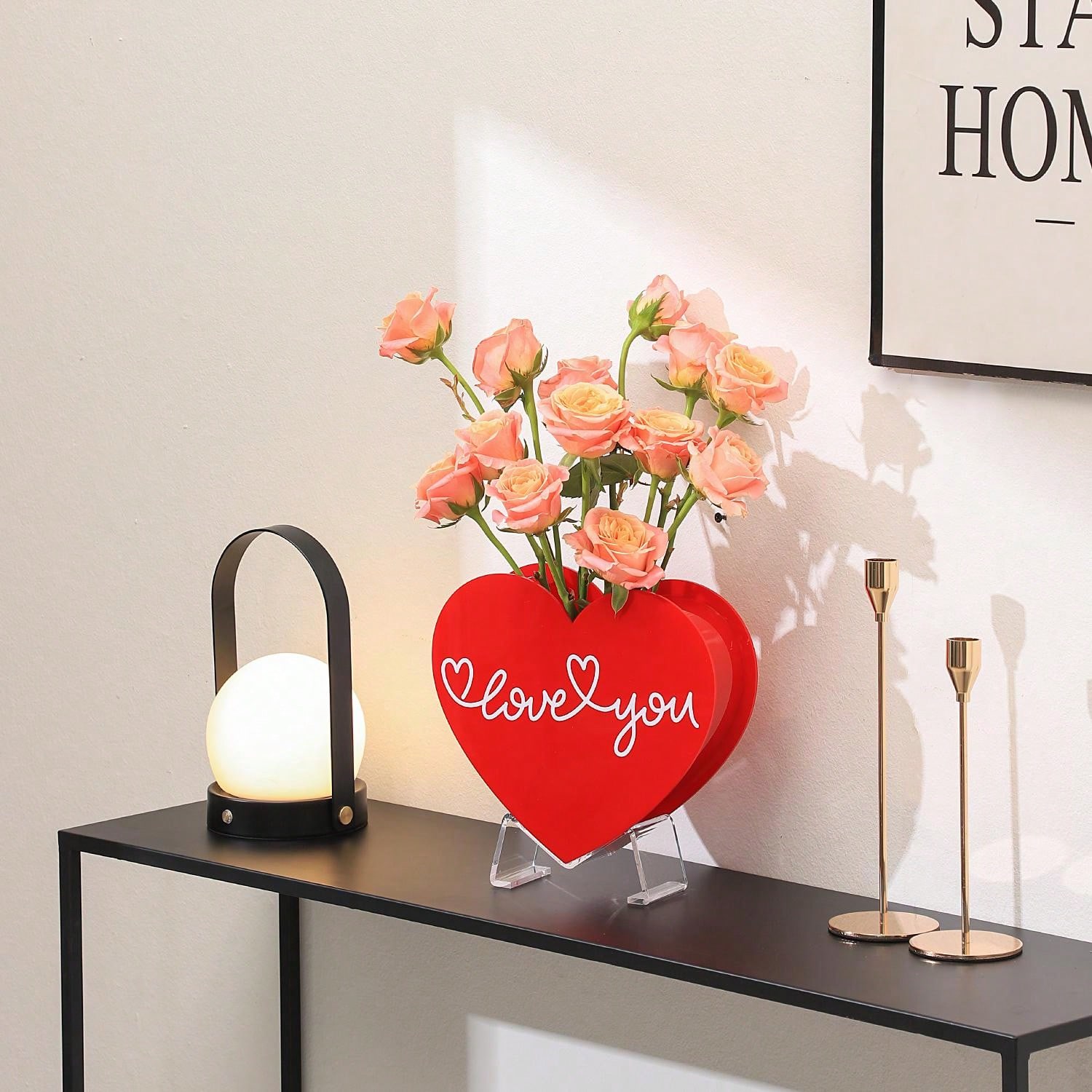 Acrylic Heart-Shaped Standing Flower Vase | SHEIN UK