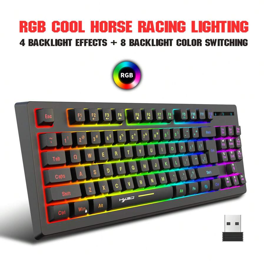 Wireless Keyboard Rechargeable RGB Backlit Ergonomic Keyboard, Light Up ...