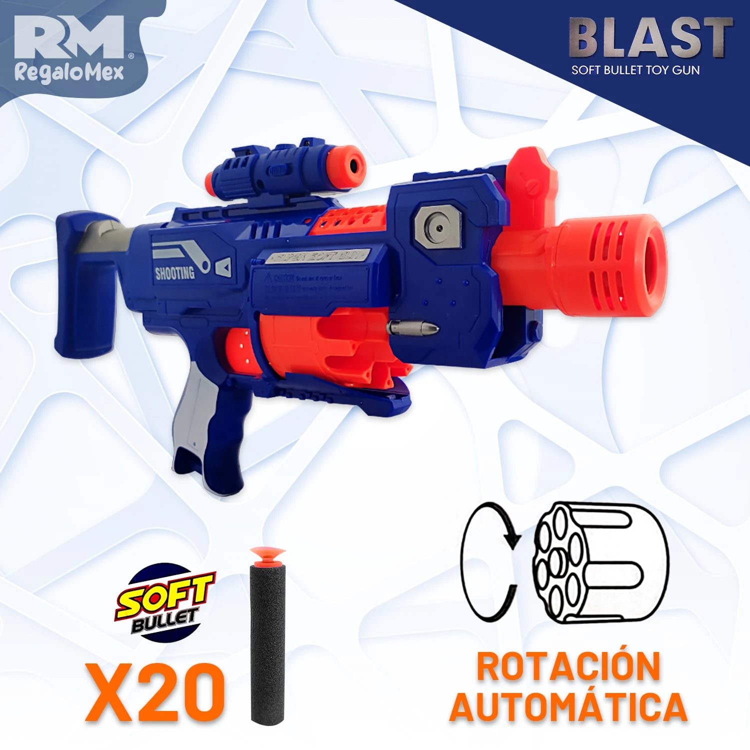 Battery Operated Semi-Automatic Toy Gun Launches Foam Darts, Drum ...
