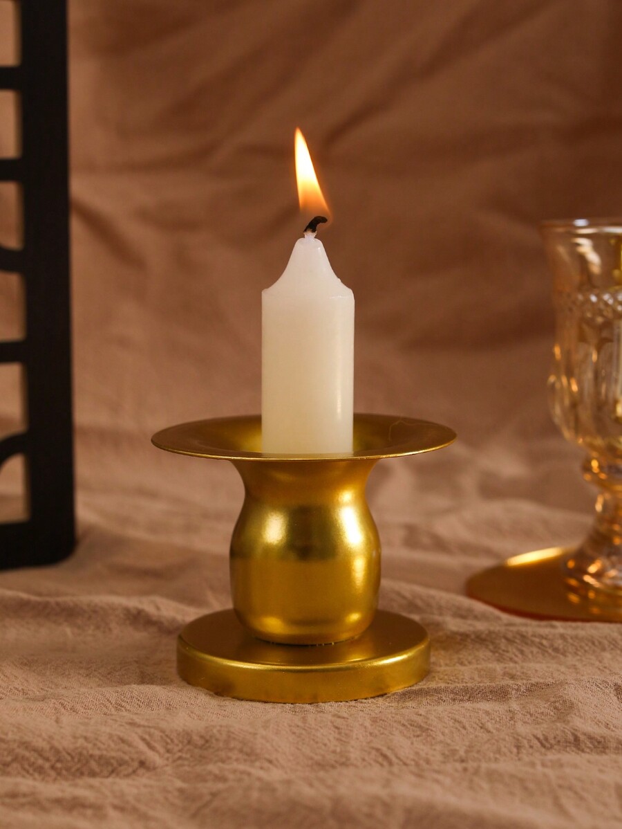 1pc Handmade Minimalist Gold Metal Decor Double-sided Candle Holder | SHEIN USA