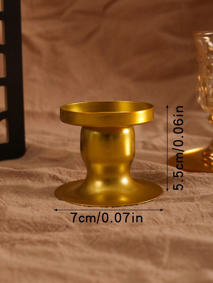 1pc Handmade Minimalist Gold Metal Decor Double-sided Candle Holder | SHEIN USA