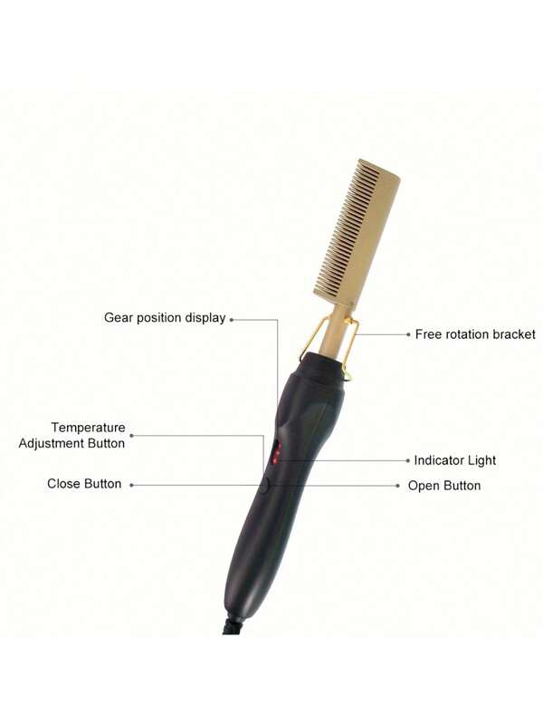 2-In-1 Electric Iron Straightener Hair Comb Temperature Adjustable ...