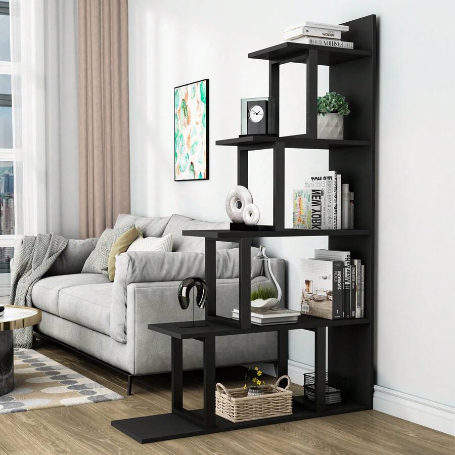 YITAHOME 5 Tier Heavy Duty Ladder Shelf Corner Bookcase Bookshelf L ...