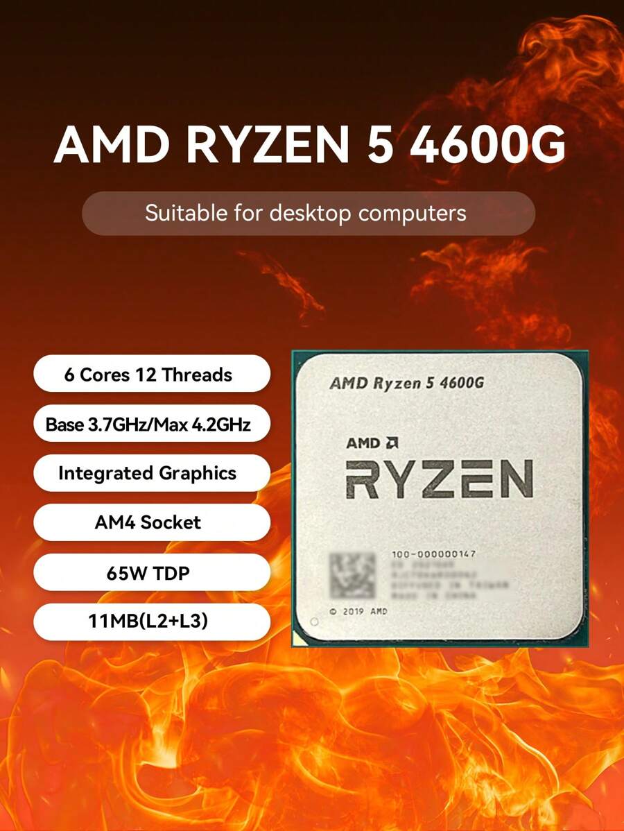 AMD Ryzen 5 4600G 3.7GHz Base Clock 6-Core 12-Thread Desktop Processor ...