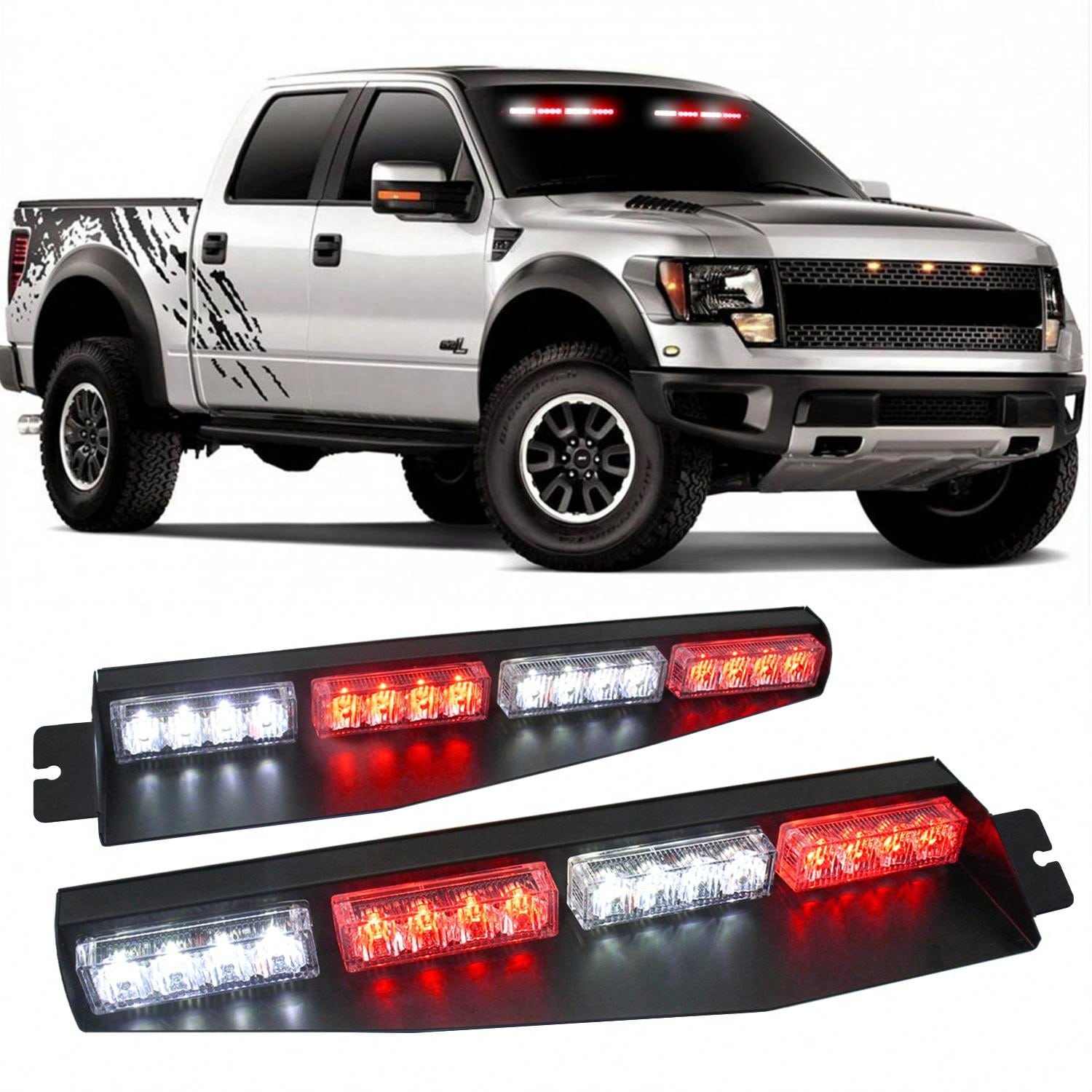 32 LED Visor Strobe Light Bar Interior Windshield Sunvisor Emergency ...