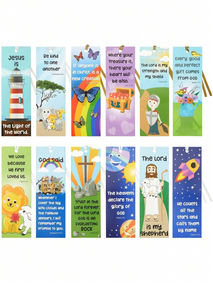 72 Pack Christian Bookmarks Bulk, Scripture, 12 Bible Verse Quotes For ...