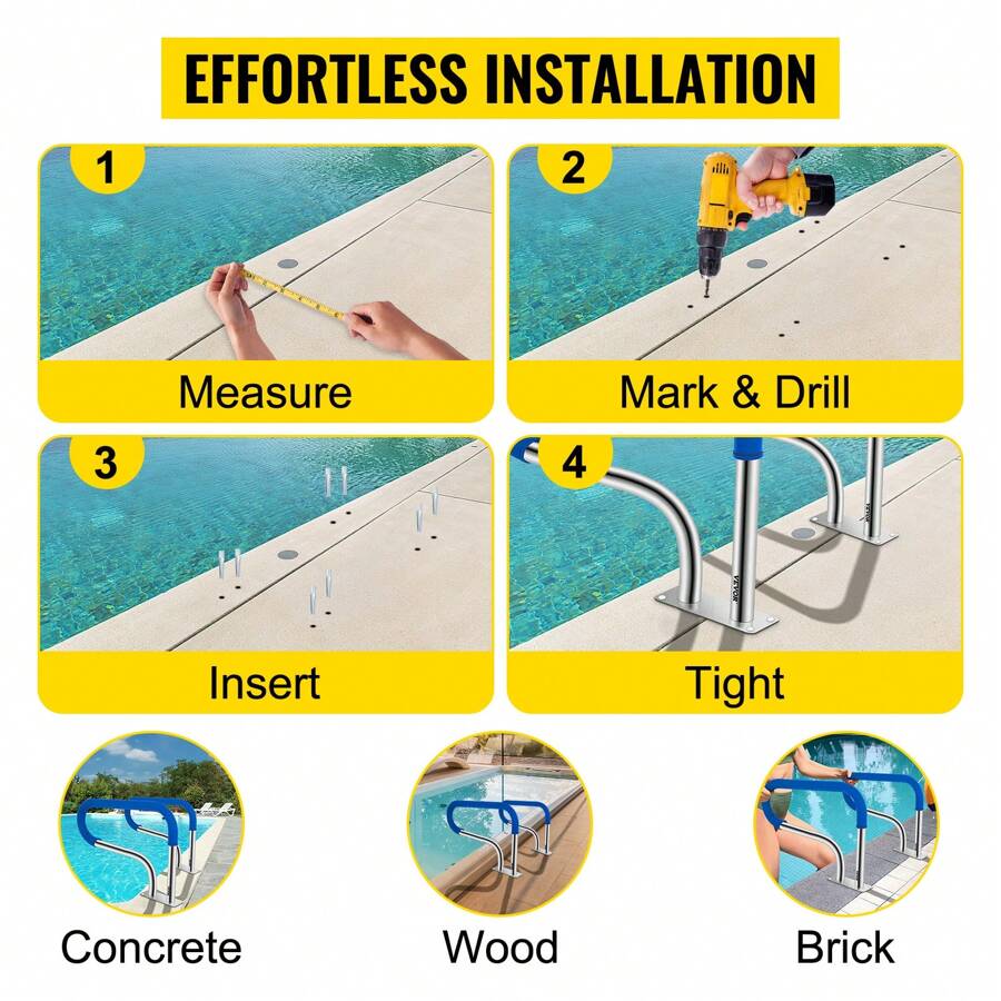 VEVOR Pool Handrail 32 X 22.5 Swimming Pool Stair Rail 304 Stainless ...