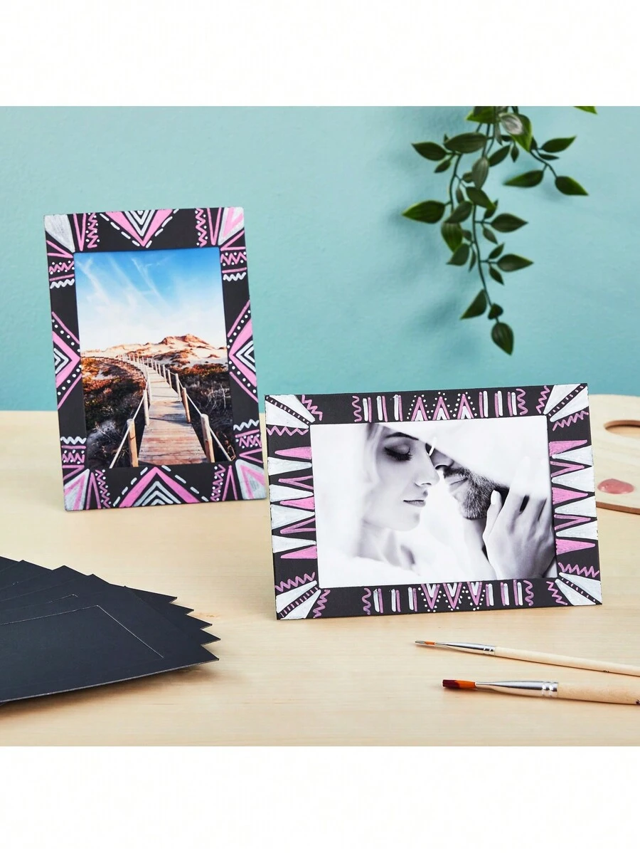 50 Pack Black Paper Picture Frames 4x6, Cardboard Photo Easels For DIY ...